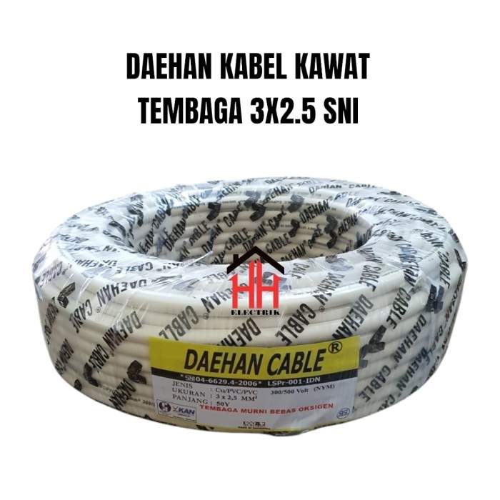 Jual Kabel Listrik Nym 3X2.5 Daehan Kawat Tembaga Murni Sni Per Roll 50Yard | Shopee Indonesia