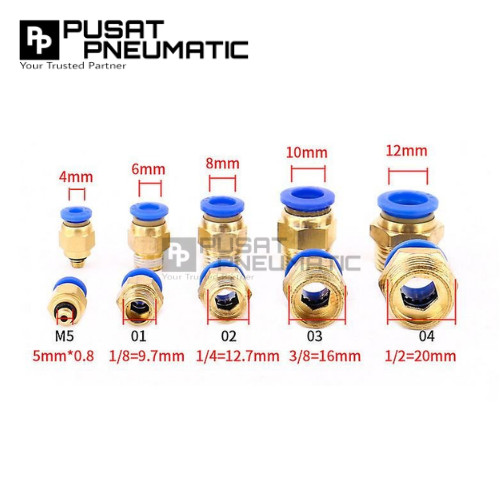 Jual MPC 8-M8 One Touch Male Thread Straight Fitting Slip Lock Socket Push In Connector Nipple ...