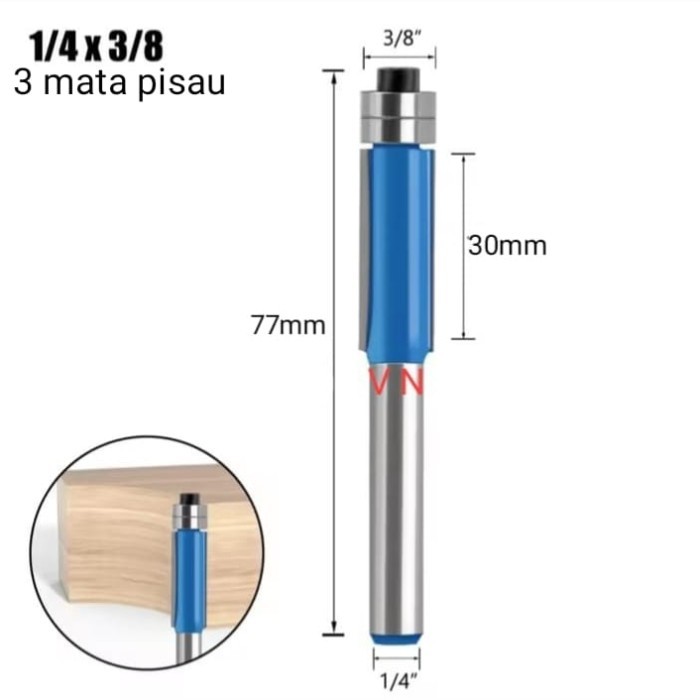 Jual Mata Profil/Router 10Mm Roda 2 ( Mata Pisau 3 )Laminate Flush Trim ...