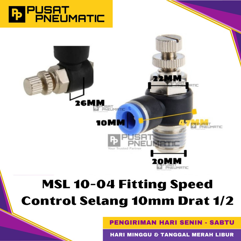 Jual MSL 10-04 One Touch Male Thread Speed Control Fitting Slip Lock ...