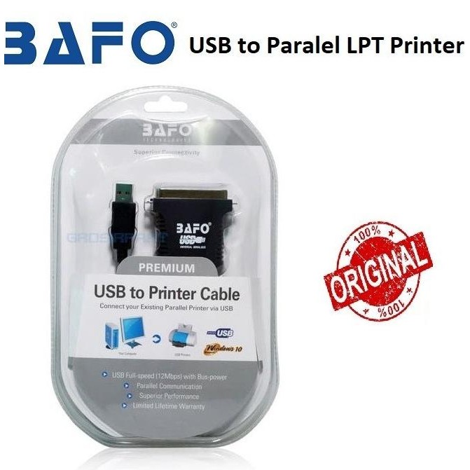 Jual Kabel Usb To Paralel Bafo Konverter Usb To Lpt Printer Original ...