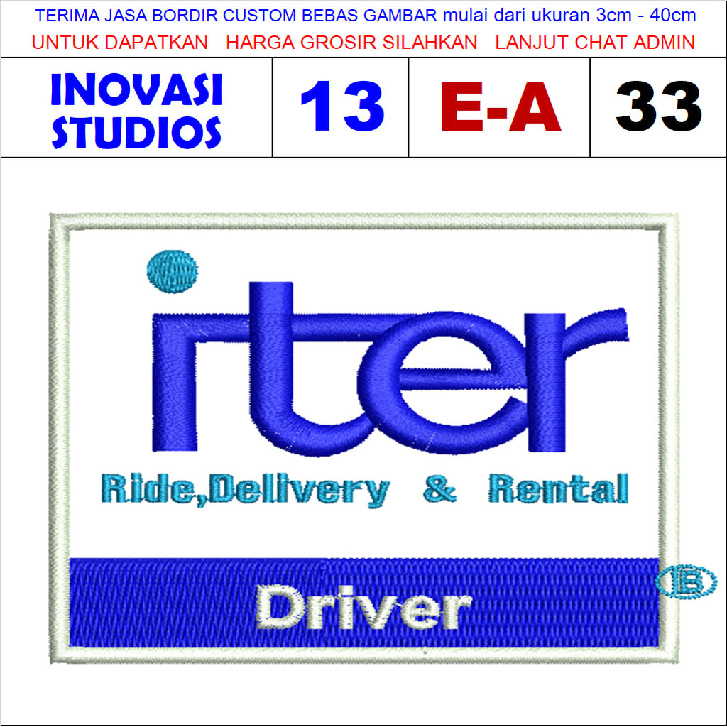 Jual PATCH BORDIR LOGO E-A33 ITER DRIVER RIDE DELIVERY RENTAL - IPATCH ...