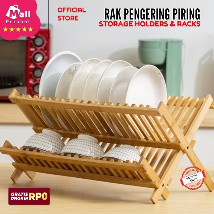 Jual Mall Perabot Rak Pengering Piring Bambu Foldable Dish Rack ...