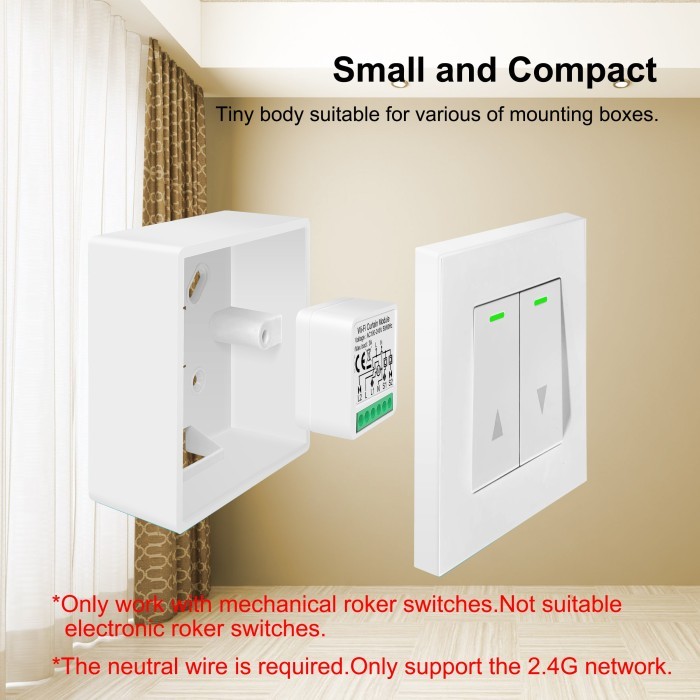 Jual Tuya WiFi Zigbee Mini Curtain Switch Interrupter Roller Shutters ...