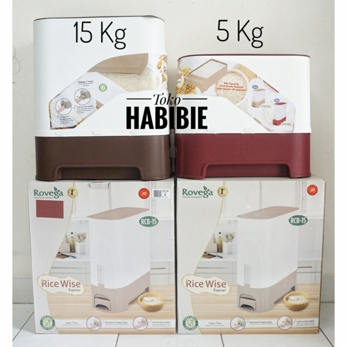Jual ROVEGA Rice Wise Box Tempat Kotak Wadah Beras 15 kg 5 kg | Shopee ...
