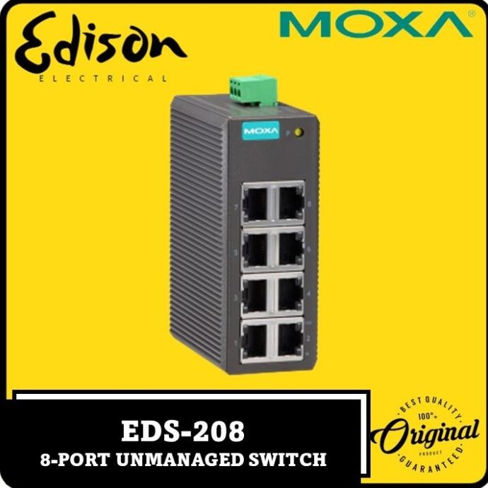 Jual BEBAS ONGKIR - MOXA EDS-208 8-Port DIN Rail Switch Unmanaged Switch Industrial Switch ...