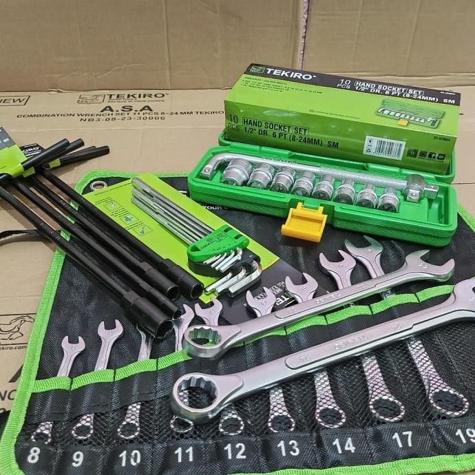 Jual KGJ TEKIRO Paket Bengkel lengkap 6Set Box Kunci Sok+Kunci Ring Pas+Kunci L+Obeng+Tang+Kunci ...