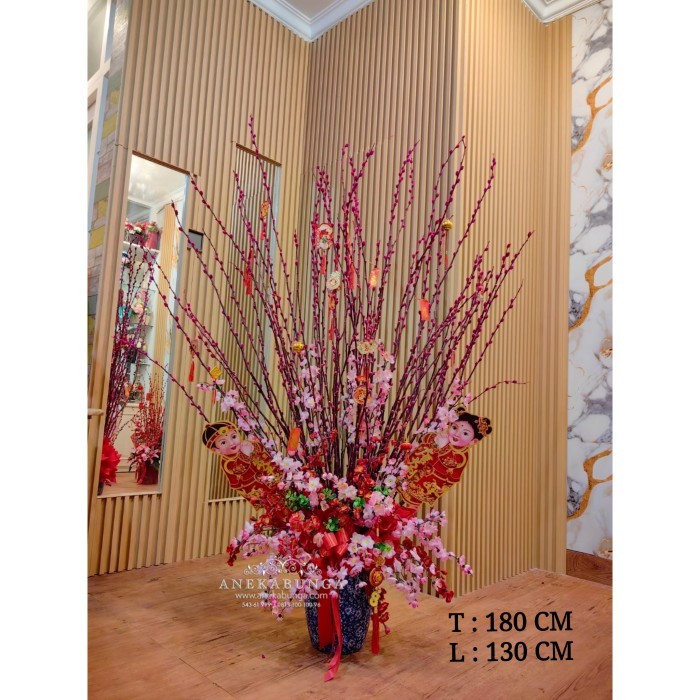 Jual Bunga Pussy Willow Pot Keramik Flower Vas Angpau Tahun Baru Cina ...