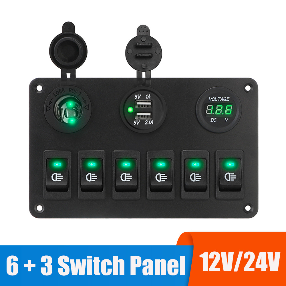 Jual 12V 6 Button Switch Panel USB Charrs Car Light Togg 24V | Shopee ...