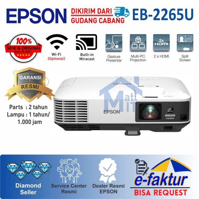 Jual PROYEKTOR EPSON EB-2265U EB2265U 2265U EB 2265 U WUXGA GARANSI ...