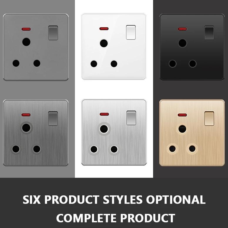 Jual UK Standard 15A Wall Switch Socket, Black White PC/Wire drawing ...