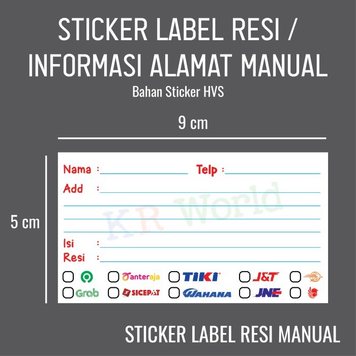 Jual STICKER LABEL RESI / INFORMASI ALAMAT PENGIRIMAN MANUAL | Shopee ...