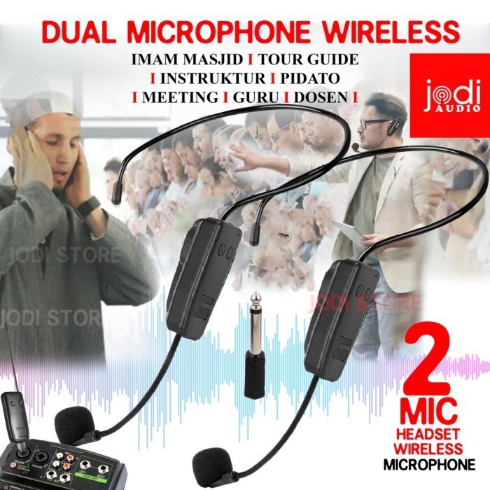 Jual [JaVis] JODI HM 2 Dual Mikrofon Mic Microphone Wireless Bando UHF ...