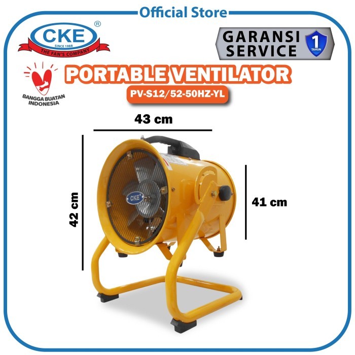 Jual PORTABLE VENTILATOR CKE PV-S12 52-50HZ 12 INCH BLOWER EKSOS TAMBANG | Shopee Indonesia