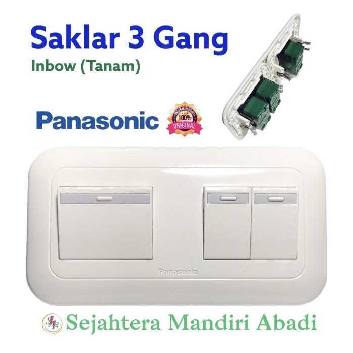 Jual Sale Saklar 3 Gang Panasonic 3 Mata Inbow Tanam Putih Wide Series ...