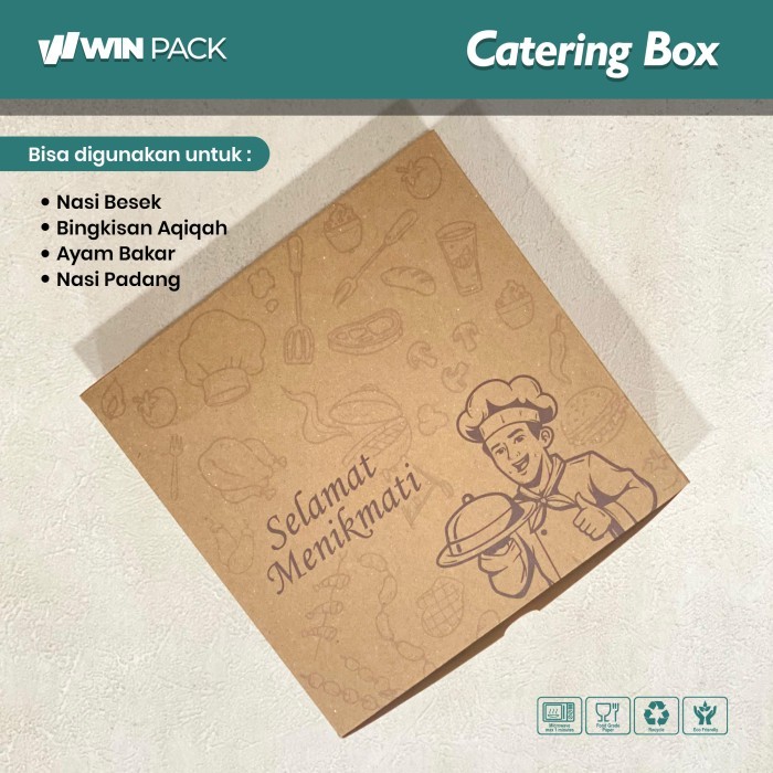 Jual Box Catering Box Nasi Kotak Kraft Murah & Kuat Motif Koki Tidak ...
