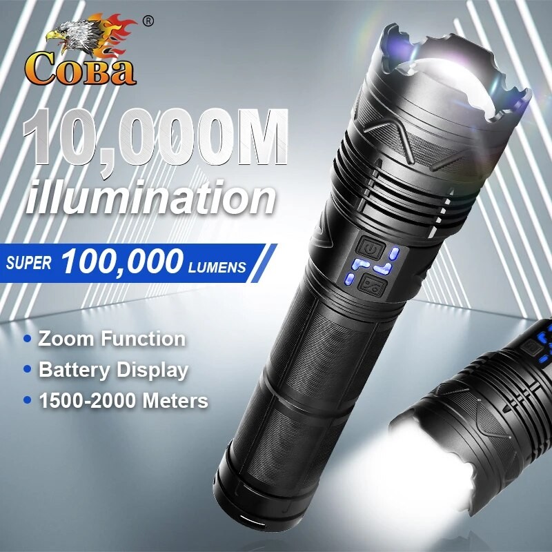 Jual High Power Tactical Recharab LED Zoom Flashlight Long | Shopee ...