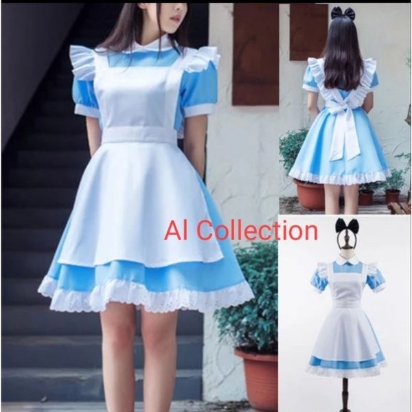 Jual Baju Maid Alice Biru Cosplay Maid Alice Pink Real Picture Original ...