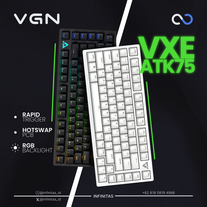Jual BEBAS ONGKIR - VGN VXE ATK75 / ATK-75 Hall Effect 65% Alu Keyboard ...