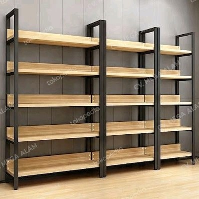 Jual RAK TOKO DISPLAY KAKI BESI HOLLOW KAYU MAHONI UK30*100*140CM ...