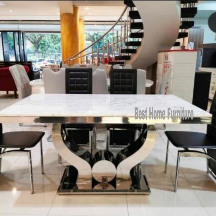 Jual Meja makan marmer import + 6 kursi | Shopee Indonesia