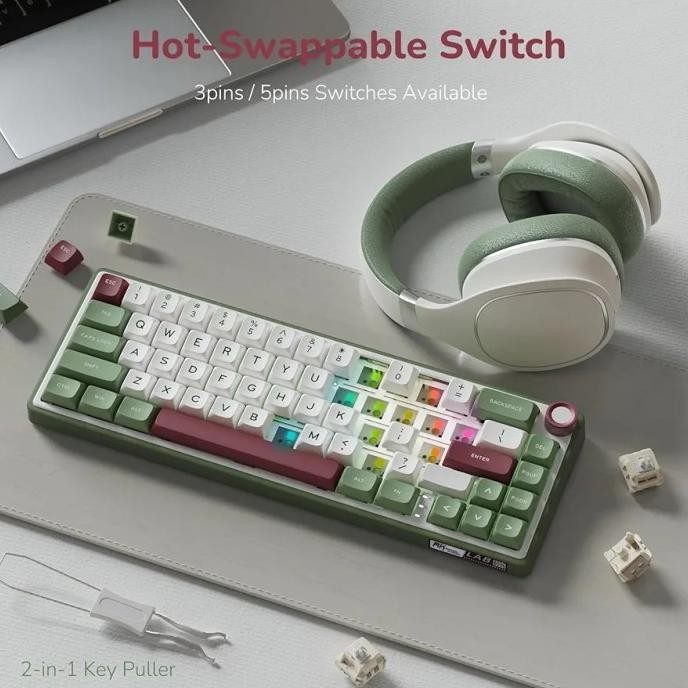 Jual Royal Kludge Rk R65 Mechanical Keyboard 65% Knob Gasket Mount Rgb ...