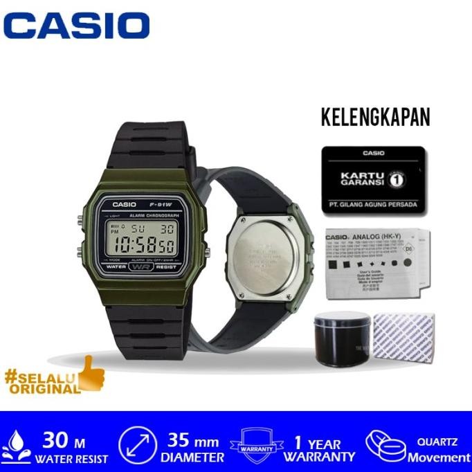 Jual Casio General F-91Wm-3Adf With Box Kaleng Bergaransi Resmi ...