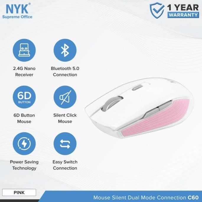 Jual NYK C60 Mouse Bluetooth Wireless Dual Mode | Shopee Indonesia