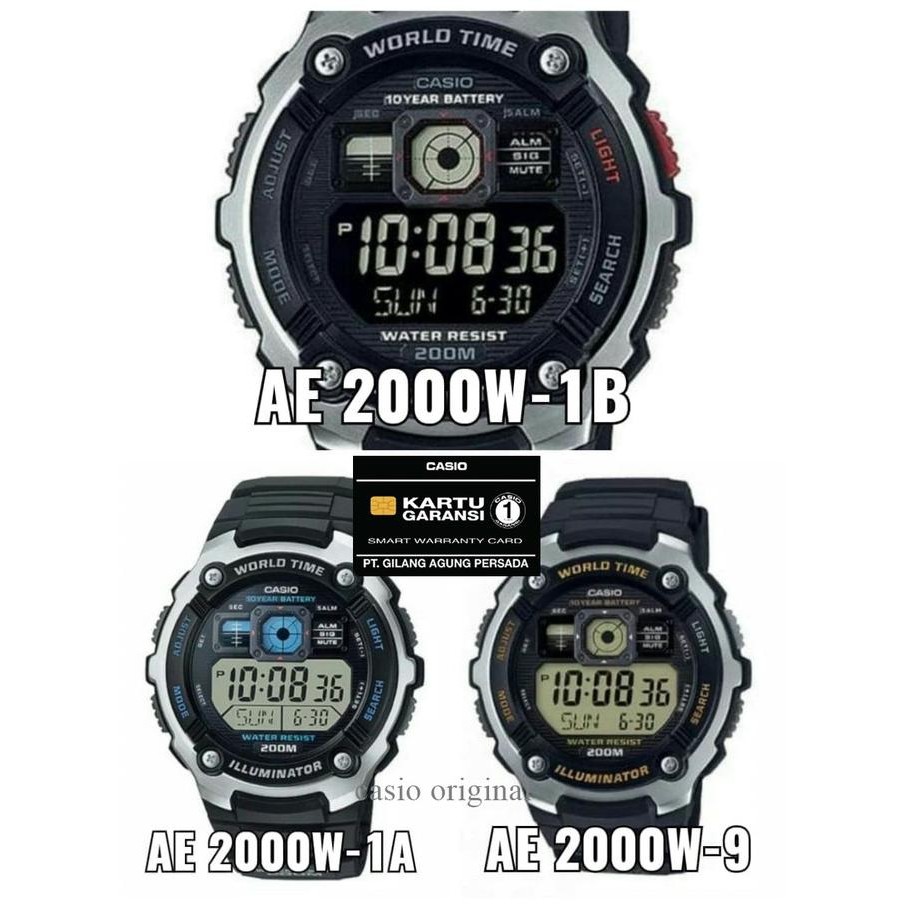 Jual Jam Tangan Pria Casio Ae-2000W-1A Ae-200W-1B Ae-2000W Original Resmi | Shopee Indonesia