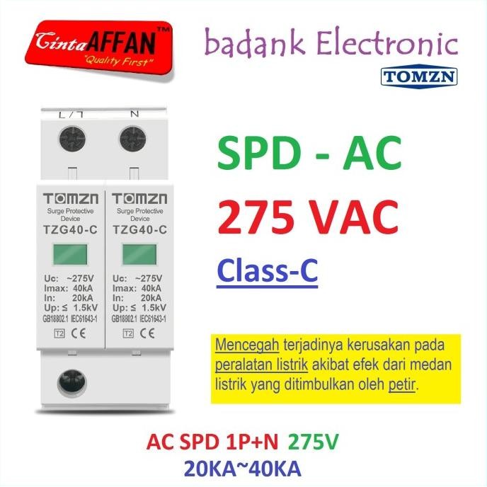 Jual AC SPD 1P+N 275V 20KA-40KA SURGE PROTECT DEVICE HOUSE OFFICE ARRESTER ORIGINAL DAN ...