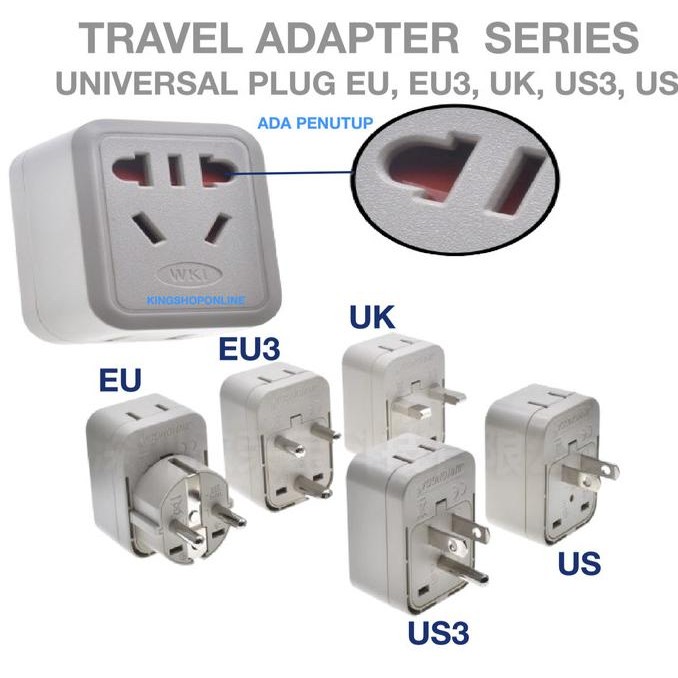 Jual universal colokan steker travel adapter konverter ke seluruh dunia ...