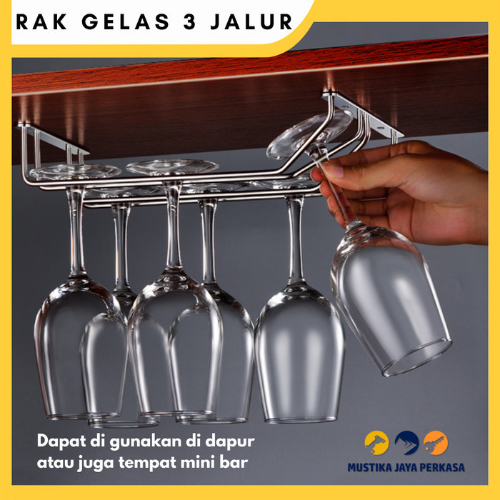 Jual Rak Gelas Wine Gantung 3 Jalur | Shopee Indonesia