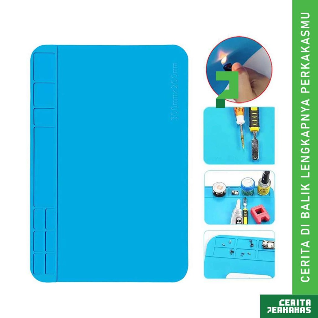 Jual Meja Alas Service HP CP / Alat Karet Anti Panas Karpet Biru ...