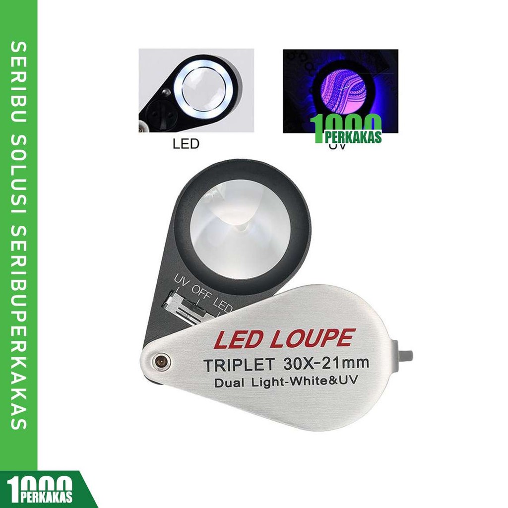 Jual 1P 30x-21mm Triplet AB90 / LED Loupe / Lup Kaca Pembesar Lipat ...