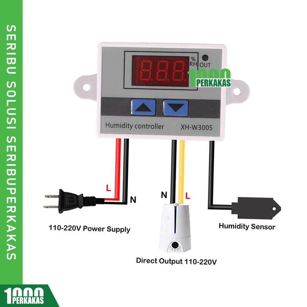 Jual 1P Controller Humidity XH-W3005 / Digital Humidistat Kelembaban Hygrostat W3005 AC 220V DC ...