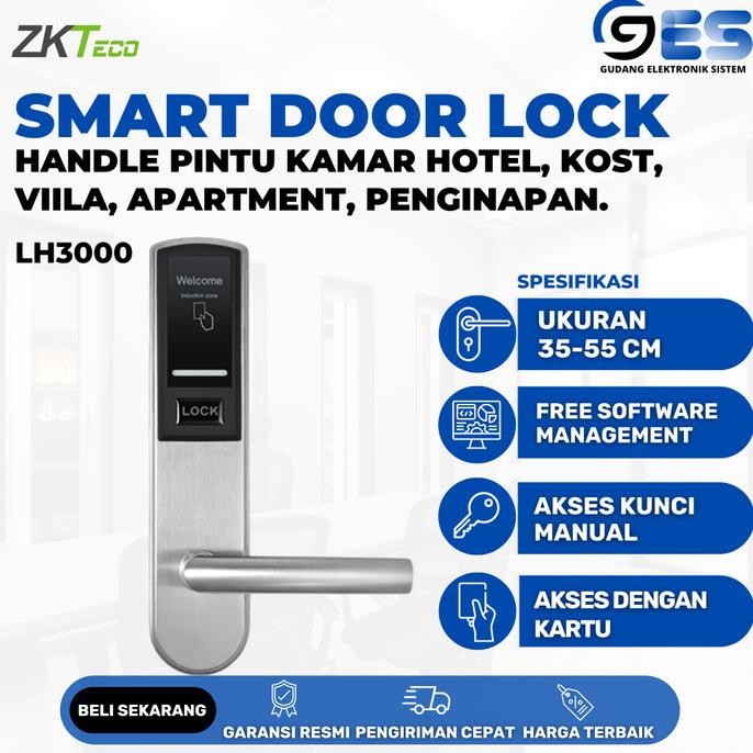 Jual Produk Baru!! Hotel Lock System ZKteco LH3000 Handle Pintu Kamar ...