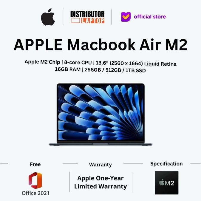 Jual Apple Macbook Air 2022 M2 Chip 13 Inch Ram 16Gb / 256Gb 512Gb 1 Tb | Shopee Indonesia