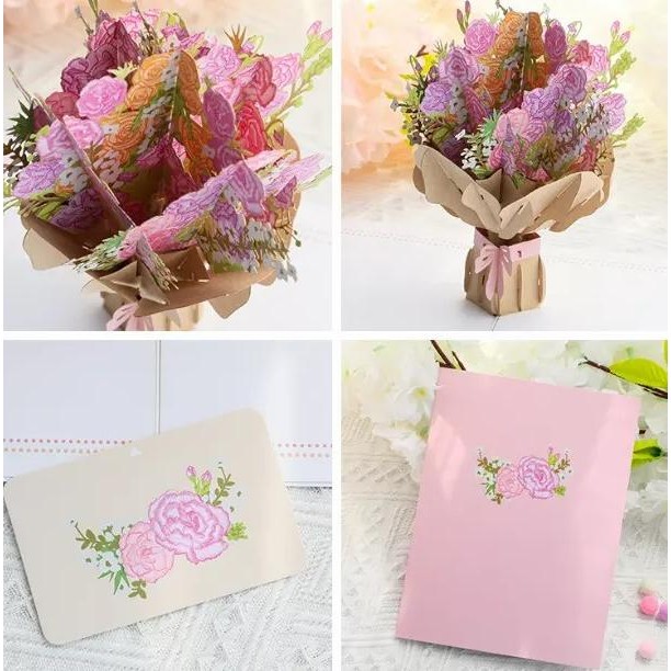Jual kartu pop up kartu 3d kartu ucapan buket bunga hadiah unik ...
