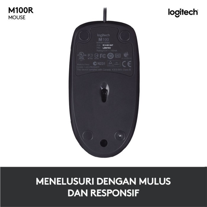 Jual Logitech M100r - Optical Wired Corded Mouse | Shopee Indonesia