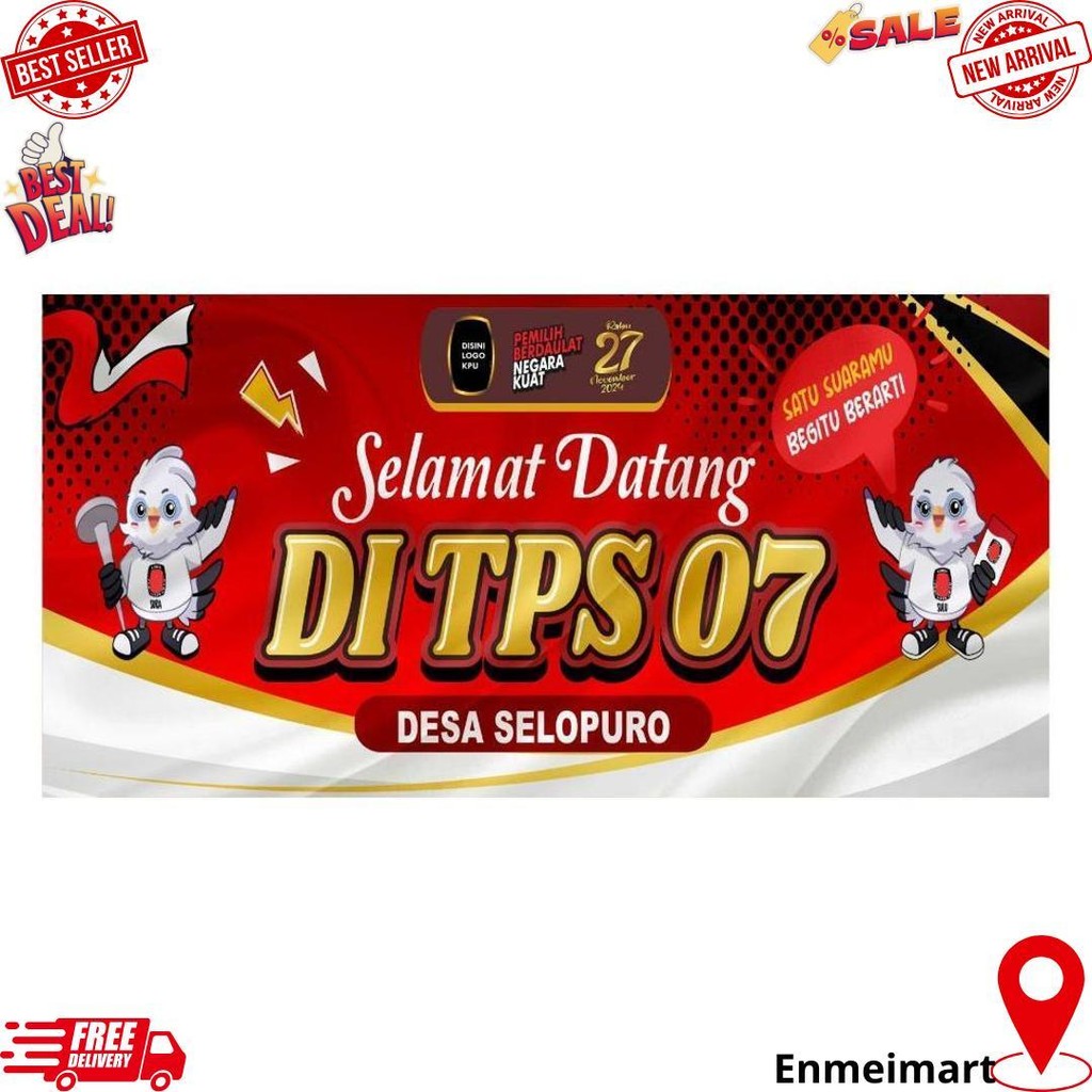 Jual Spanduk Selamat Datang Di Tps Bisa Request Nama Dan Alamat Tps ...