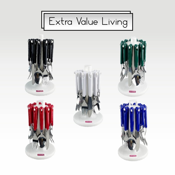 Jual YOSHIKAWA SENDOK MAKAN STAINLESS 24 PCS CUTLERY SET EVL-9502 MERAH ...