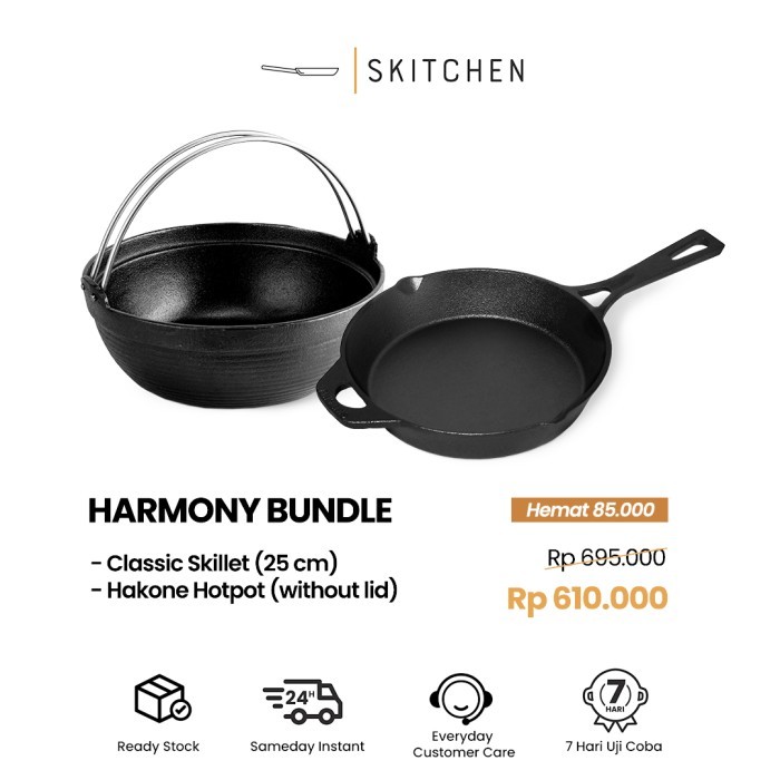 Jual SKITCHEN Cast Iron Harmony Bundle - Paket Hemat Deep Skillet, Hotpot Shabu Shabu, Sukiyaki ...
