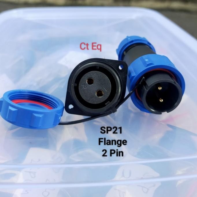 Jual SP21 Flange 2 Pin Plug n Socket IP68 Panel Mount konektor Steker ...