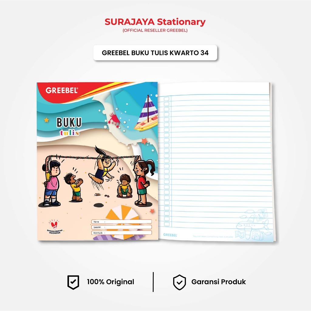 Jual GREEBEL Buku Tulis 34 Lembar Ukuran A5 (PCS) / Buku Tulis Sekolah ...