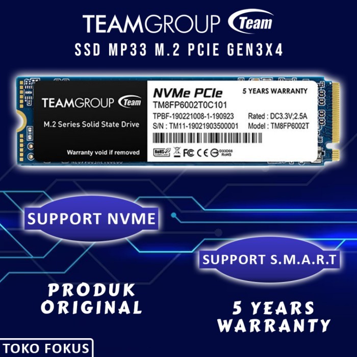 Jual SSD Team MP33 M.2 2280 NVME 1TB - PCIe Gen3 x4 Unit Baru / Segel ...