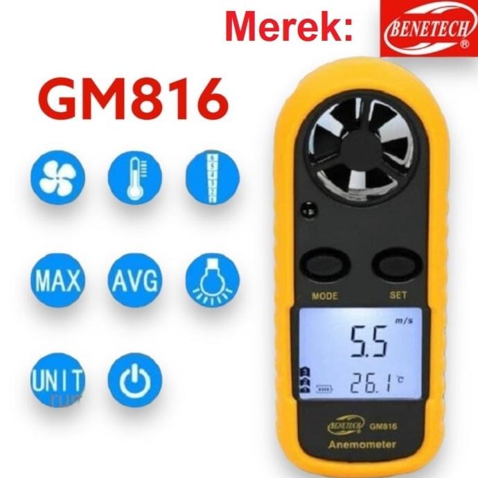 Jual Digital Anemometer Pengukur kecepatan angin thermometer Anemo ...