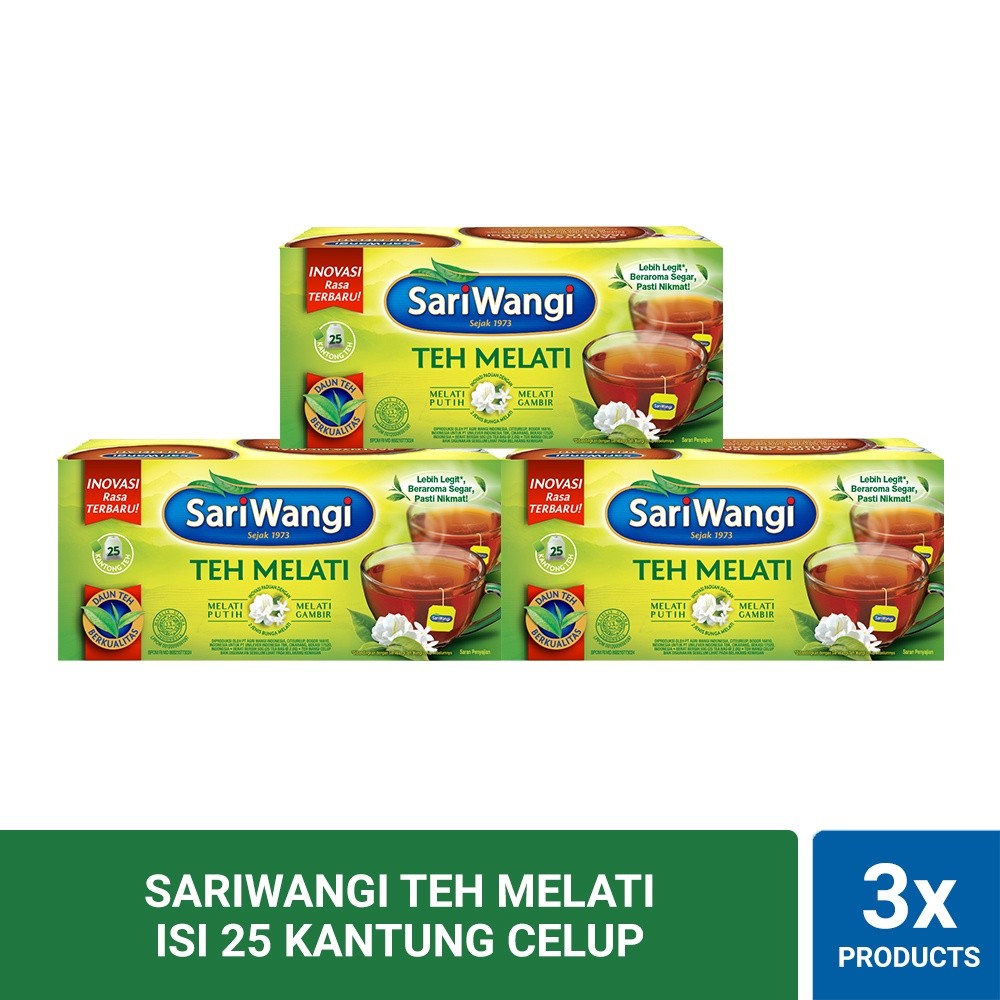 Jual SariWangi Teh Celup Melati 25s x 3 pcs | Shopee Indonesia
