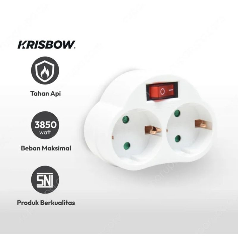 Jual Colokan listrik 2 lubang krisbow / krisbow stop kontak schuko 2 ...