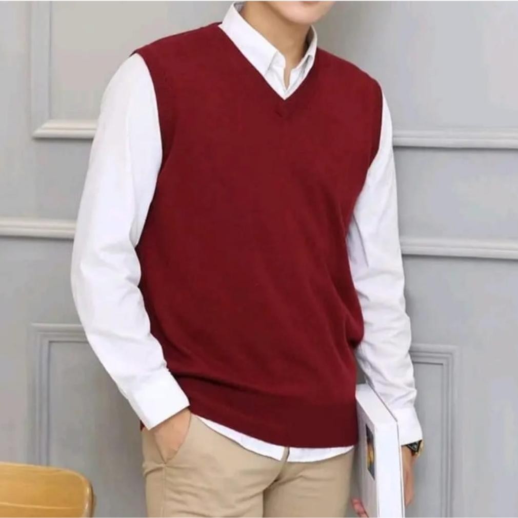 Jual TERMURAH Rompi Rajut Pria Korean Style - Rompi rajut polos - vest ...