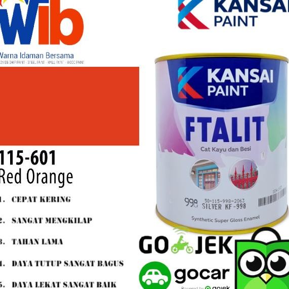Jual Ready Kansai Ftalit Cat Besi & Kayu Gloss 1 Kg / Red Orange 115 ...